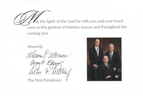 Have you ever received a Christmas card from the First Presidency ...